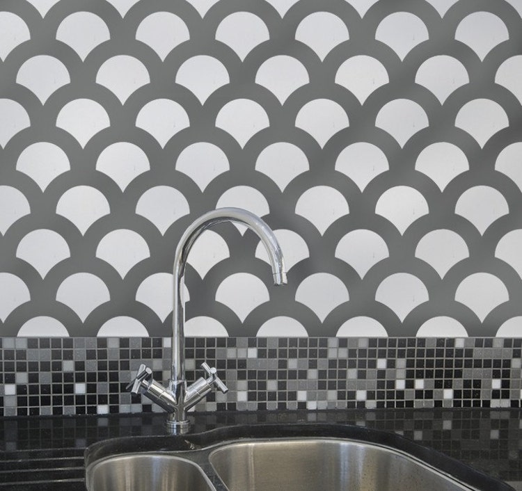 Scallop Allover Stencil Reusable stencils by CuttingEdgeStencils