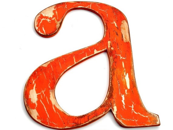 Vintage Inspired Letter A in Orange by HolesInTheWood on Etsy