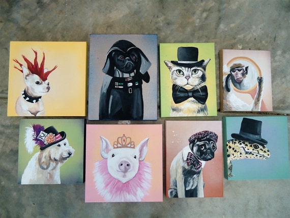 Pug in Darth Vader Costume Original painting Star Wars