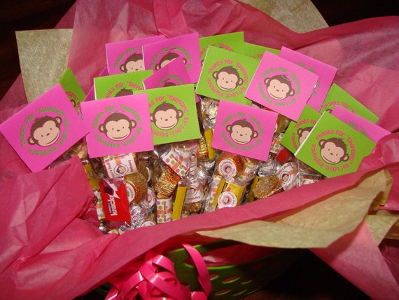 10 pack Mod monkey candy treat bag topper perfect for party