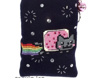 Cute handmade Nyan cat iphone bag/ pouch/ sleeve