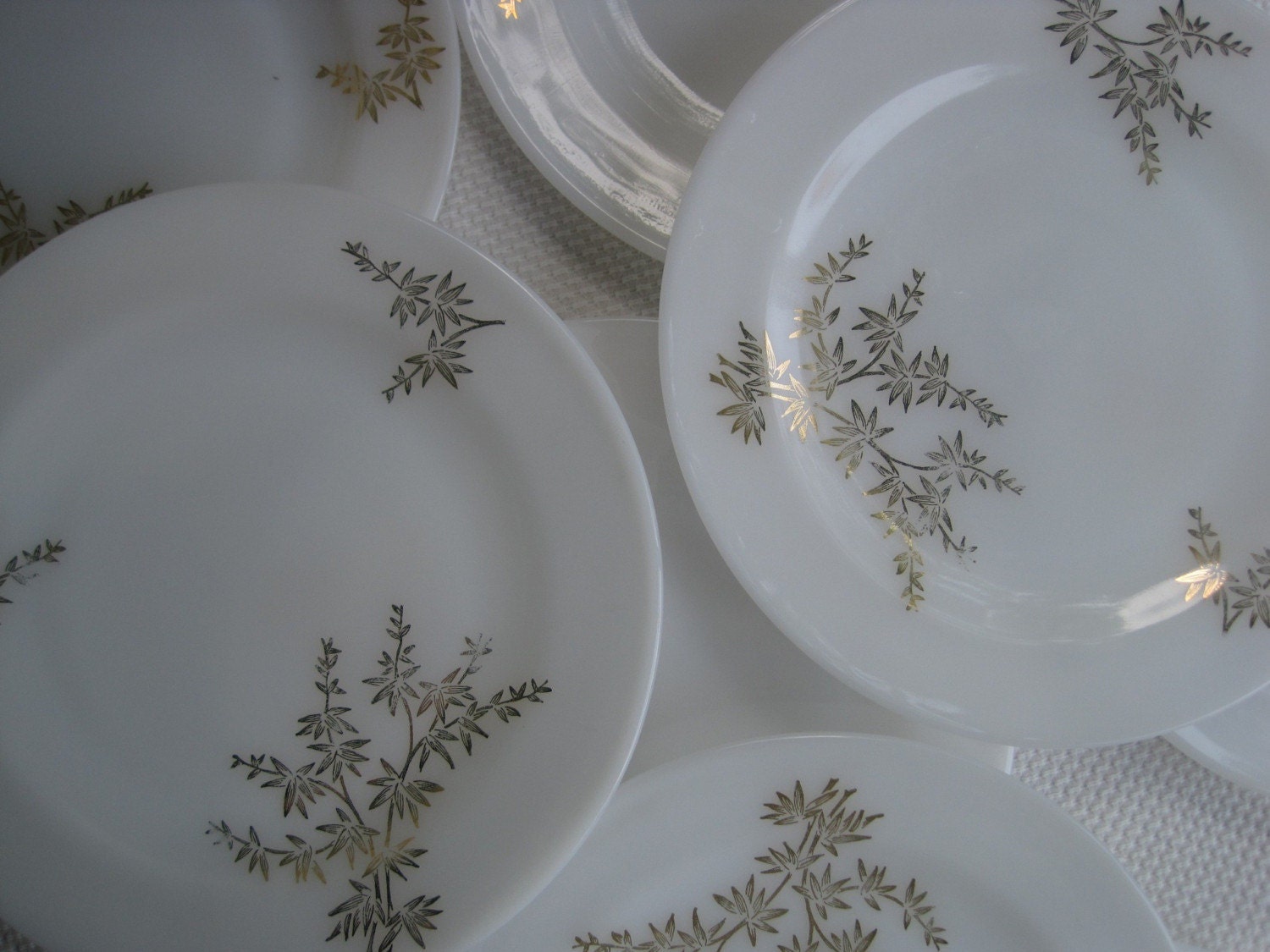 Vintage Federal Glass Golden Glory Milk Glass Dinner Dishes