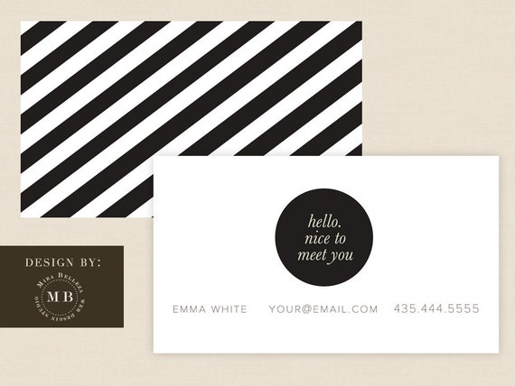 Items similar to Hello PreMade Printable Calling Card l Double Sided on ...