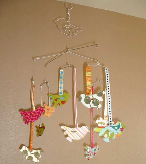 Patterned Paper Bird Mobile