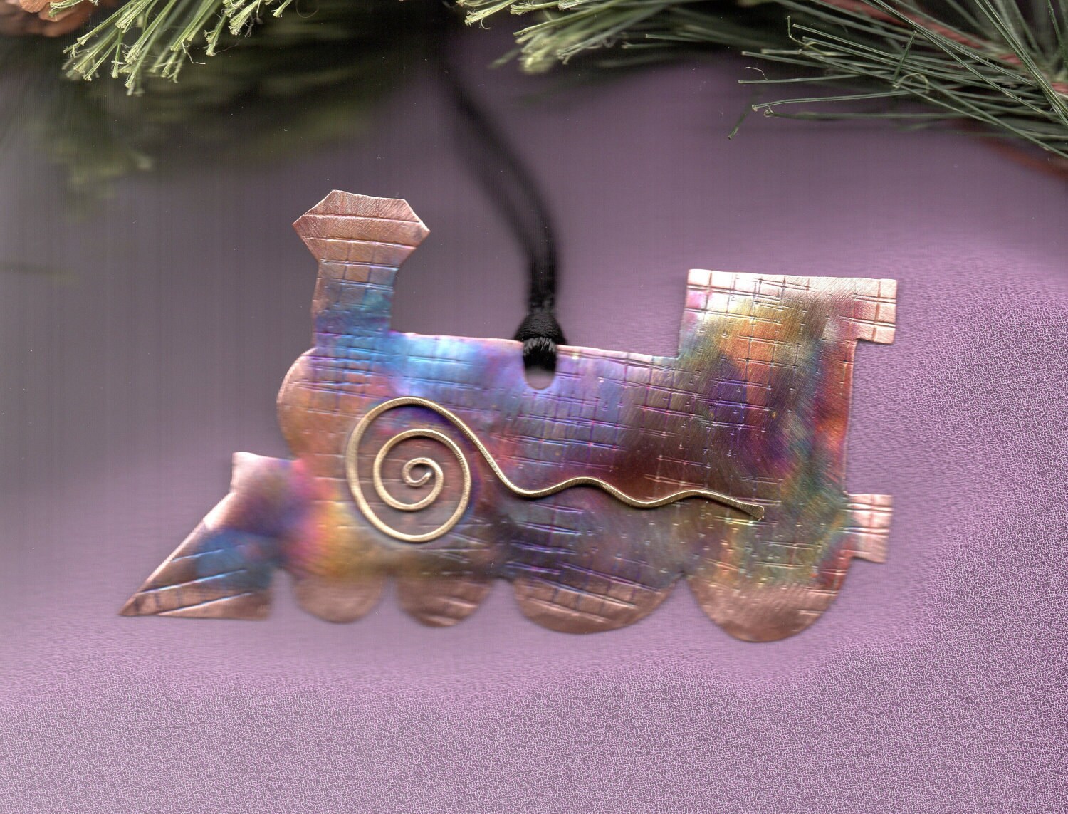 Handcrafted Copper Train Ornament
