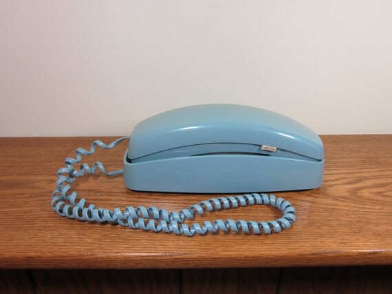 VIntage Trimline Telephone Blue Push Button by Domus