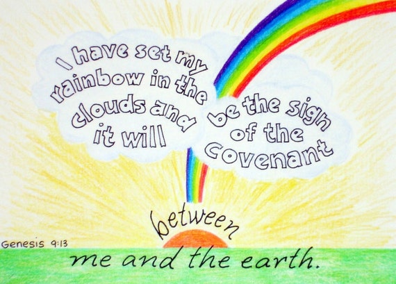 Items similar to Scripture Art Rainbow Inspirational Bible Verse on Etsy