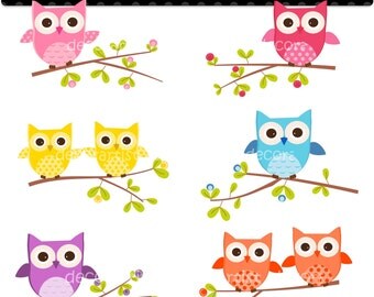 instant download Digital clip art. owls,Owls on the branch 3