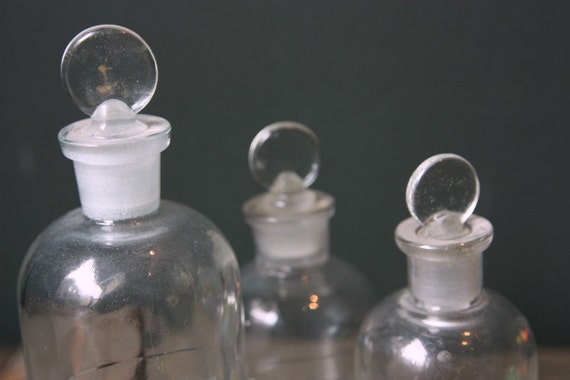 Vintage Chemical Bottle with Glass Stoppers