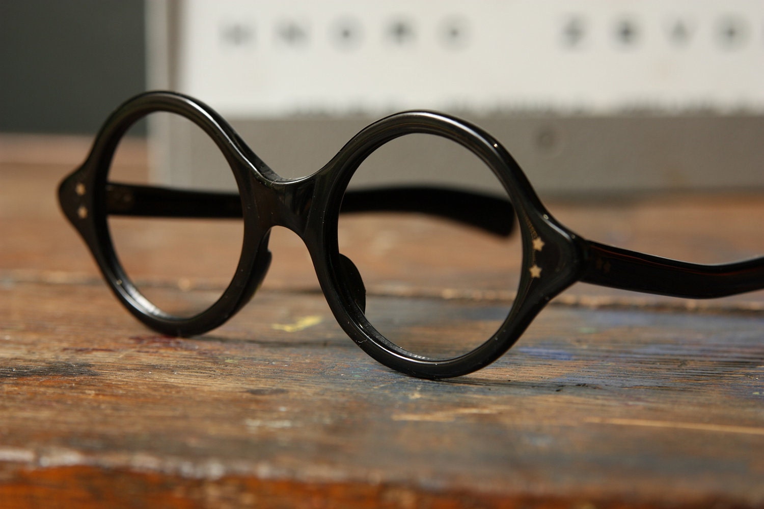 Vintage Eye Glasses Black Round Frame France
