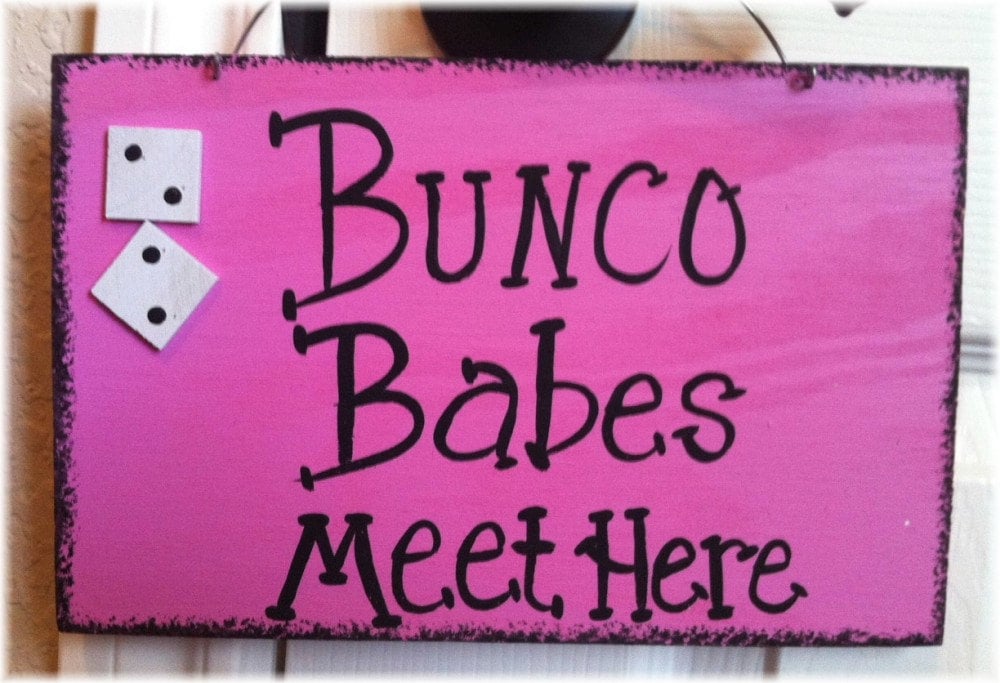 Bunco Dice Pink And Black Wood Custom Game Sign Babes Girls