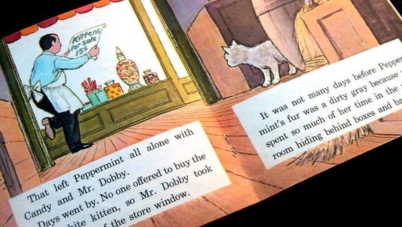 vintage children's book Peppermint story about a cat by 0namesleft
