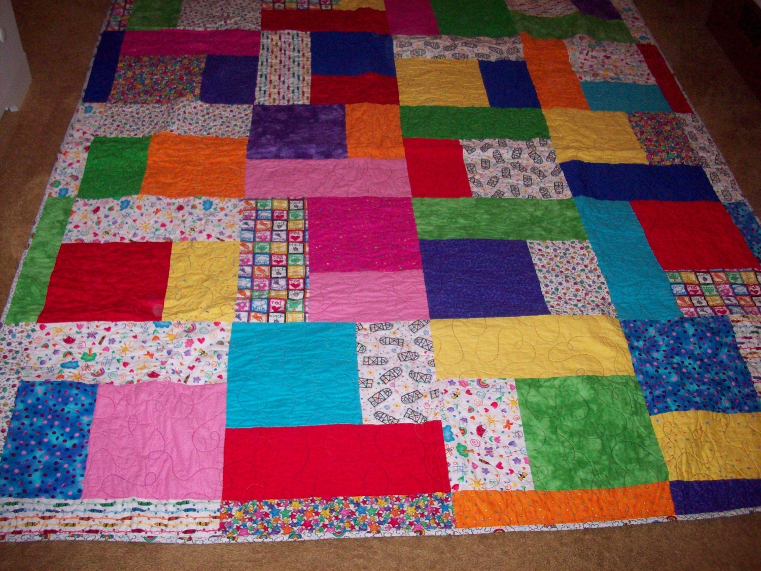 Brightly Colored Turning Twenty Quilt