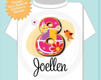 Eight Year Old Shirt with Name, Eighth Birthday Shirt, Fancy Number 8th ...