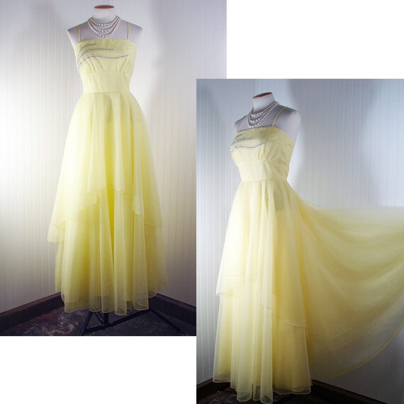 Vintage 60s Dress BREATHLESS Bust Shelf Chiffon by jumblelaya