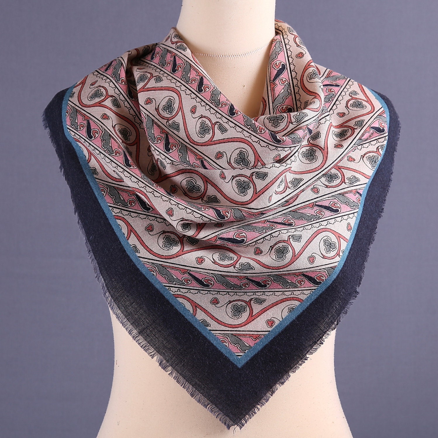 70s Boho Scarf / Abstract Print Unisex Scarf in by BetaAccessories