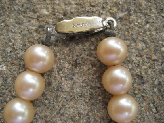 Vintage faux pearl necklace single strand glass marked Japan