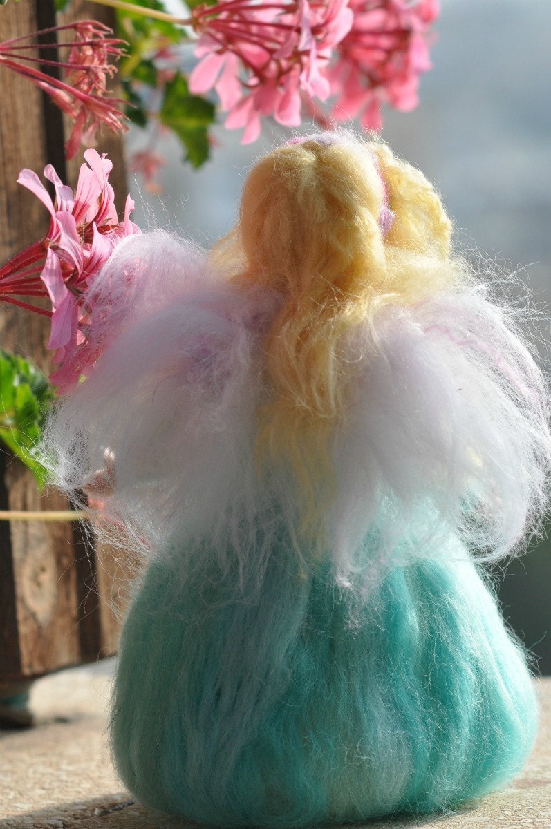 Needle felted Waldorf Wool Garden Fairy Wool standing doll
