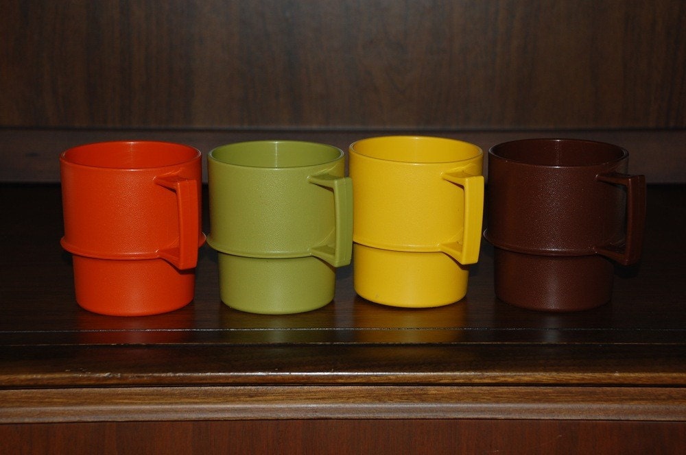 Vintage 70s Tupperware Stackable Cups Set of Four