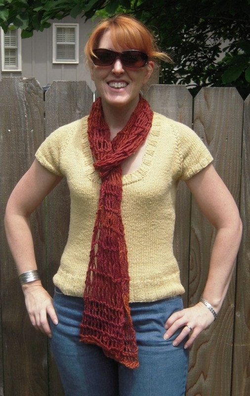 PDF Handspun Scarf Pattern Twisted Drop Stitch Knitting
