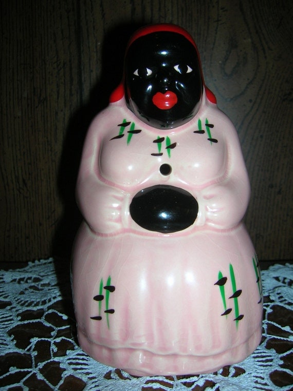 McCoy Black Americana Porcelain MAMMY String Holder