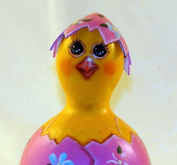 Easter chick in decorated egg gourd