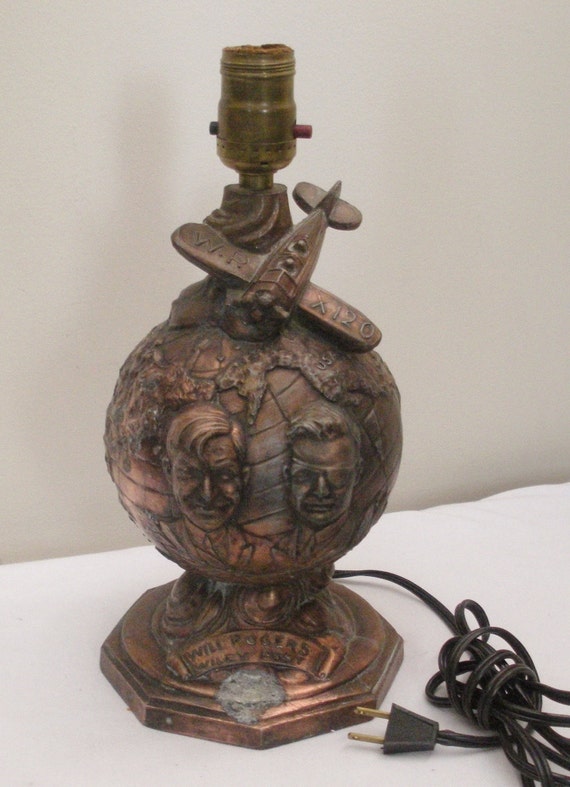 Vintage Will Rogers Wiley Post Memorial Lamp Base