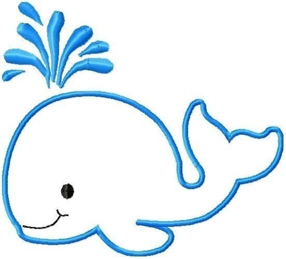 Cute Whale Applique Machine Embroidery by SimplySweetEmbroider