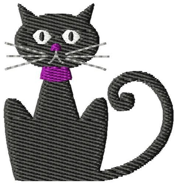Black Cat Machine Embroidery Mini Design