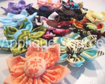 Pre Packaged Handmade Fabric Flowers with Buttons - Wholesale Price - 6 ...