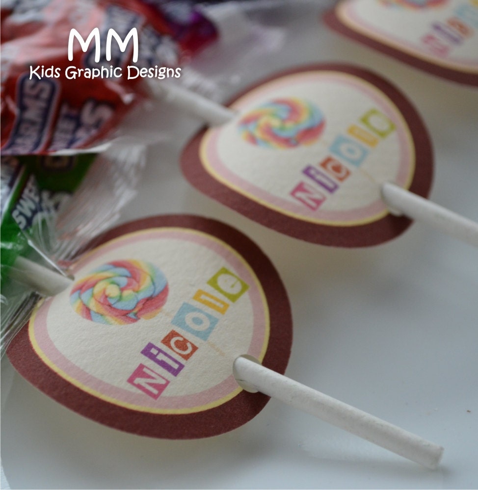 Lollipop Favor Tags Personalized Tags Set of 20 Birthday