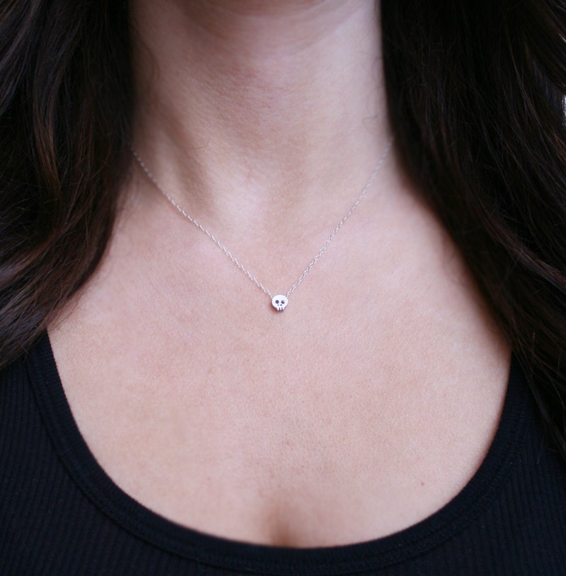 Mini Silver Skull Necklace Sterling Silver