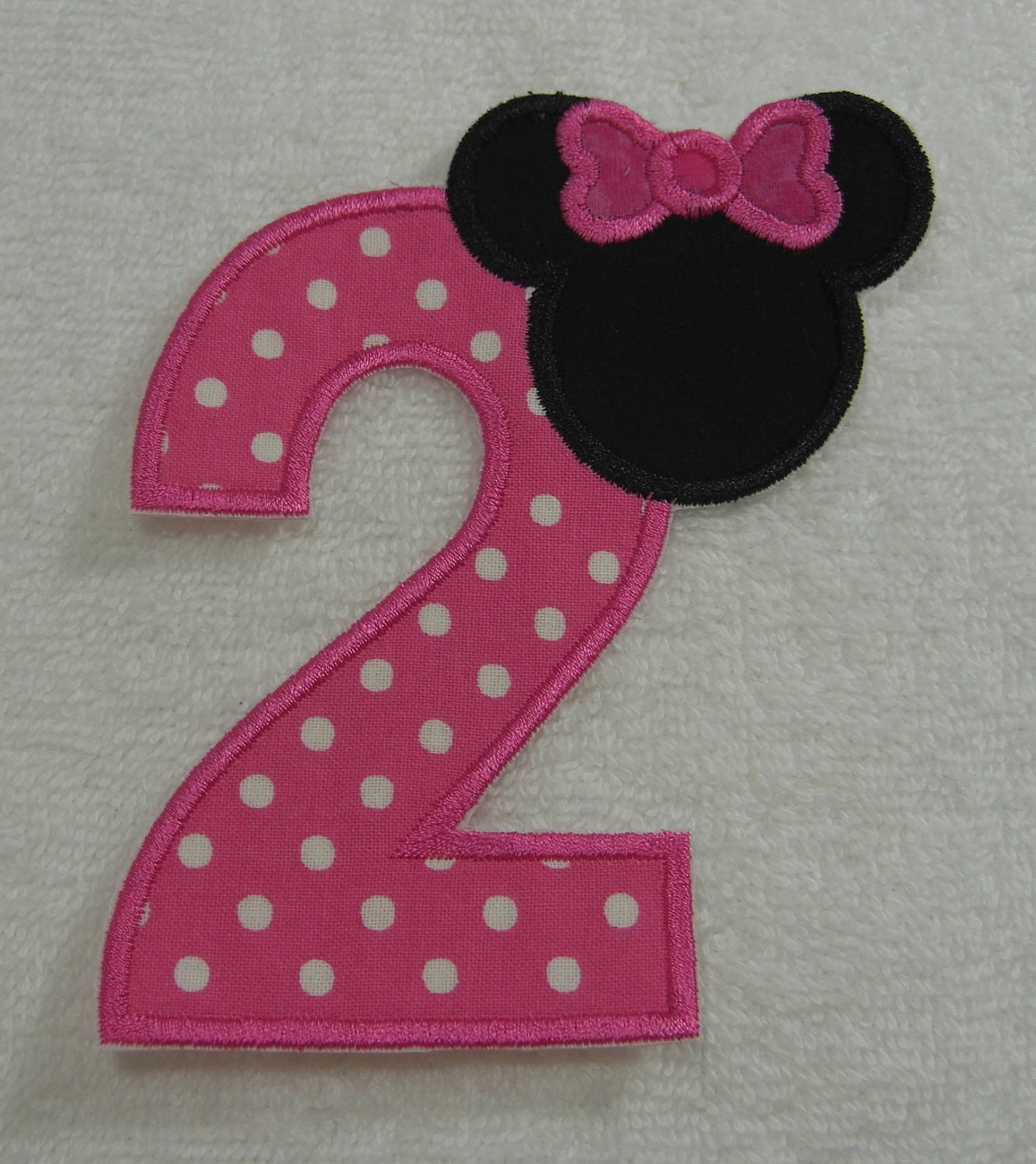 Minnie Mouse Number 2 Fabric Embroidered Iron by TheAppliquePatch