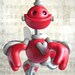Red Rigby Angel Robot Christmas Ornament Polymer Clay Wire