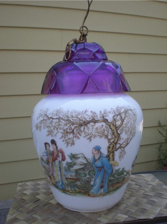 vintage asian chinese hanging lamp mid century modern