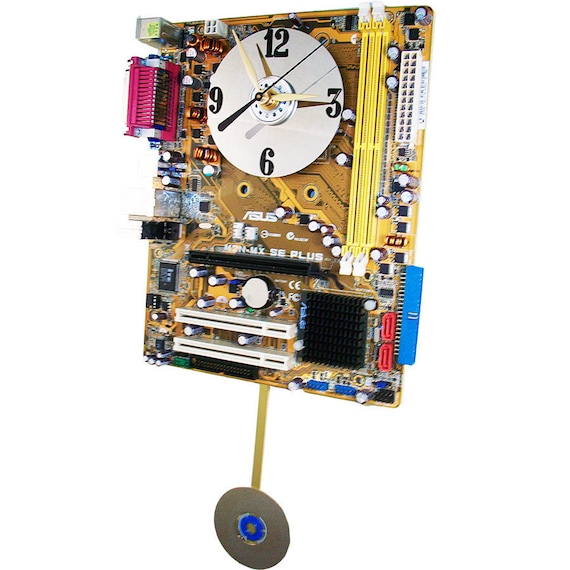 Golden Motherboard Pendulum Clock. Unique. by TECOART on Etsy