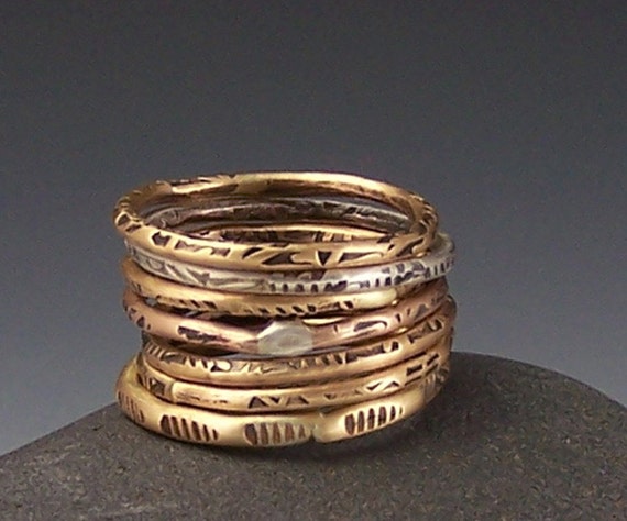 Items similar to Lucky Seven Stack of Rings on Etsy
