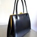 Vintage Handbag Ladies 60's Navy Blue Gold Snap Closure