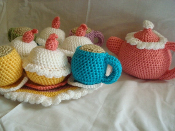 Items similar to Cute Tea Set Crochet Pattern on Etsy