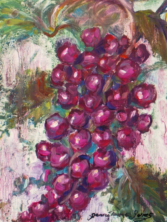 abstract grapes original oil painting impasto glazing still
