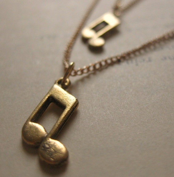 Music Notes Charm double chain Necklace