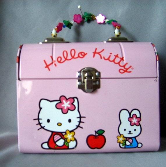 Pink Hello Kitty Metal Lunchbox Purse Upcycled Vintage Pop