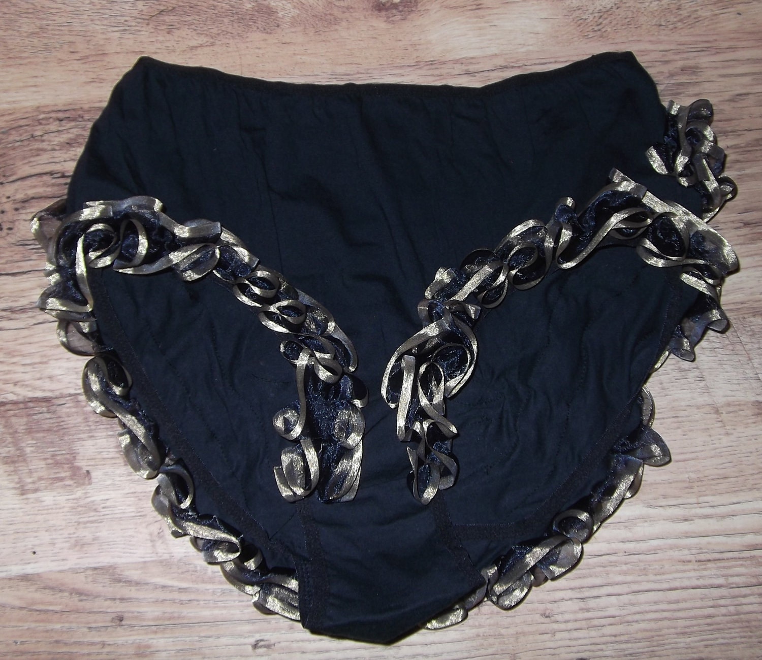 frilly knickers pants. burlesque can can costume.Black and