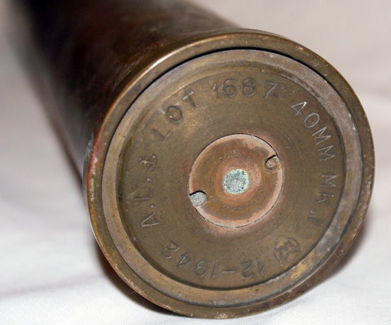 1942 WWII 40 MM MK1Brass Shell Casing