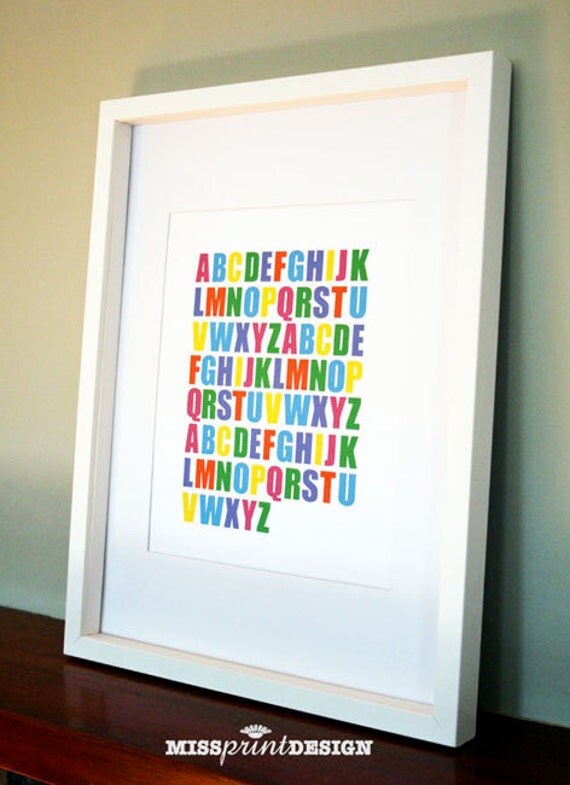 Items similar to Baby Nursery Art, Alphabet Print, Baby Shower Gift ...