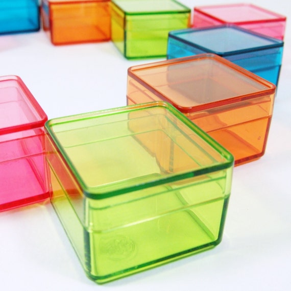 Tiny Color Square Plastic Boxes 12pcs