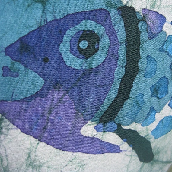 Beachy Batik Seaside Decor Sea Blue Fish by beachsidestyle on Etsy