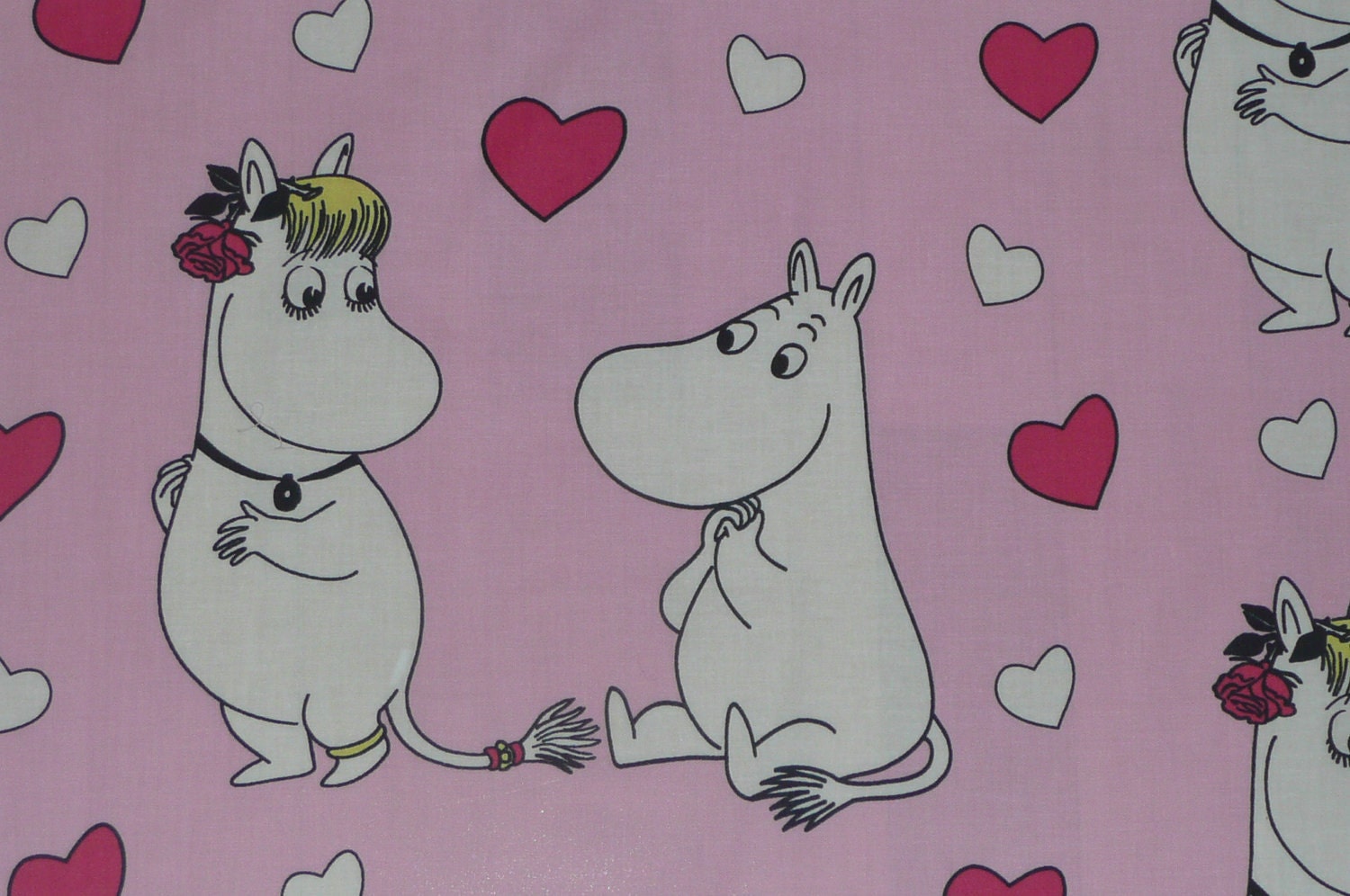 Moomin fabric pink Heart Moomin by tillukka on Etsy
