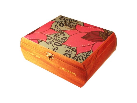 Pink Lotus Recycled Cigar Box Ready to Ship