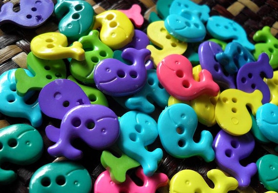 Cute Whale Buttons 30 PCS Only 3.15 USD